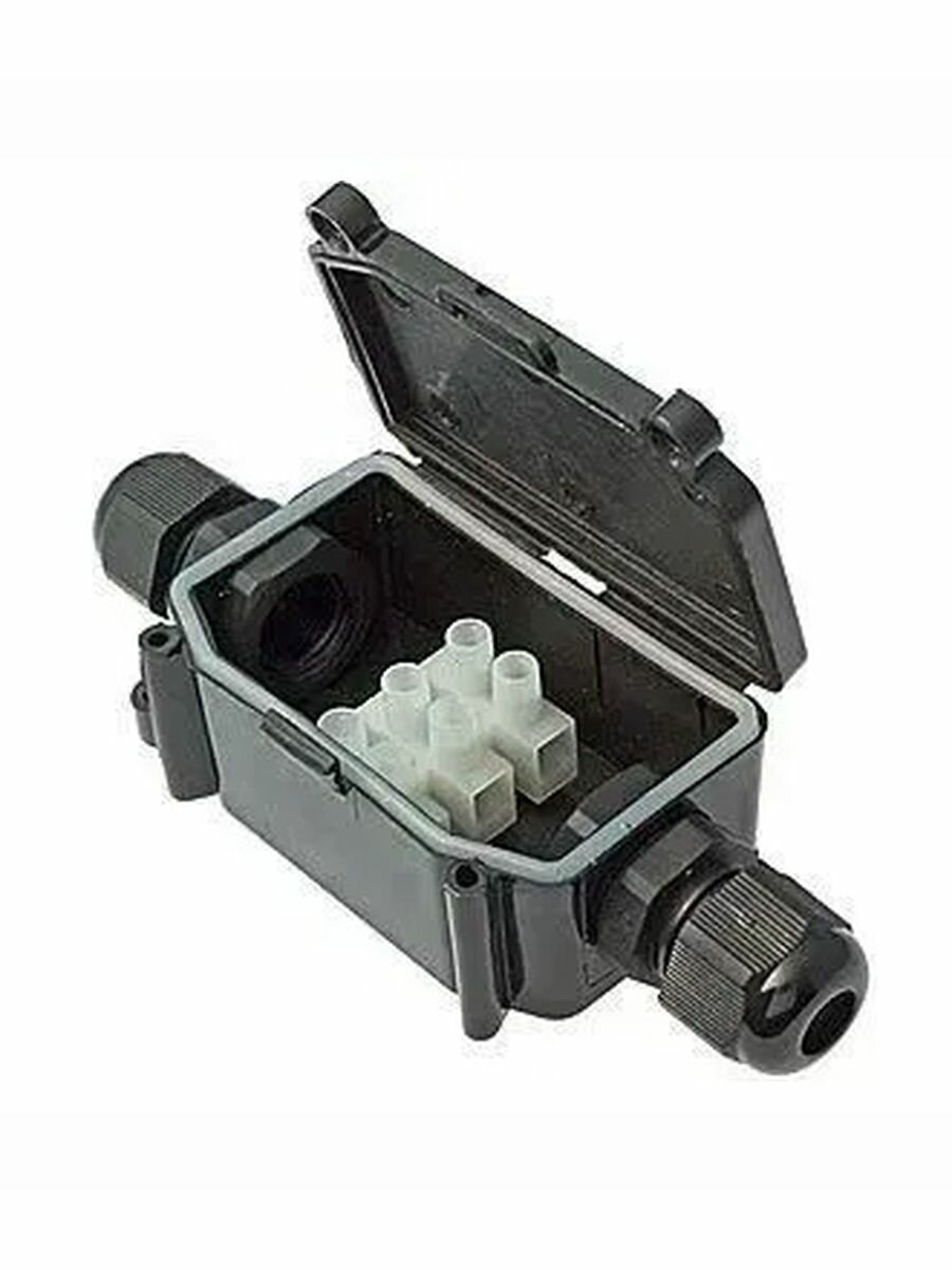 Коробка водонепроницаемая распределительная герметичная распаячная 68х45х30 IP68 2 ввода с клеммами 3pin