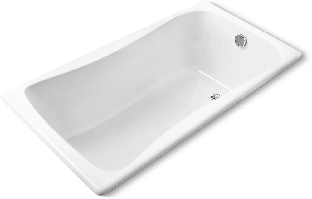 Чугунная ванна Jacob Delafon Bliss E6D902-0 без опоры 170x75, 137 л, встраиваемая, прямоугольная, белая, антискользящее покрытие, в современном стиле