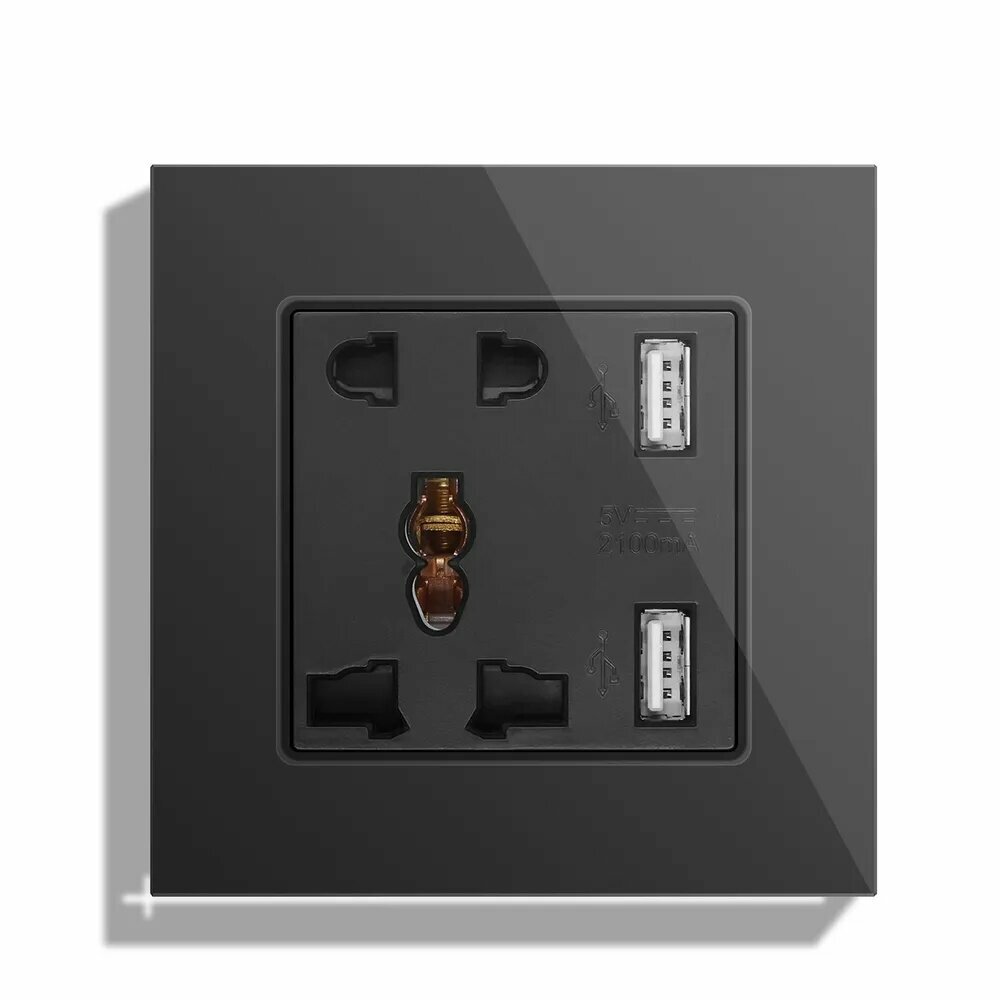 5 - контактные универсальные настенные розетки, двойной USB, многофункциональные, разъемные, стеклянные панели для более чем 180 стран