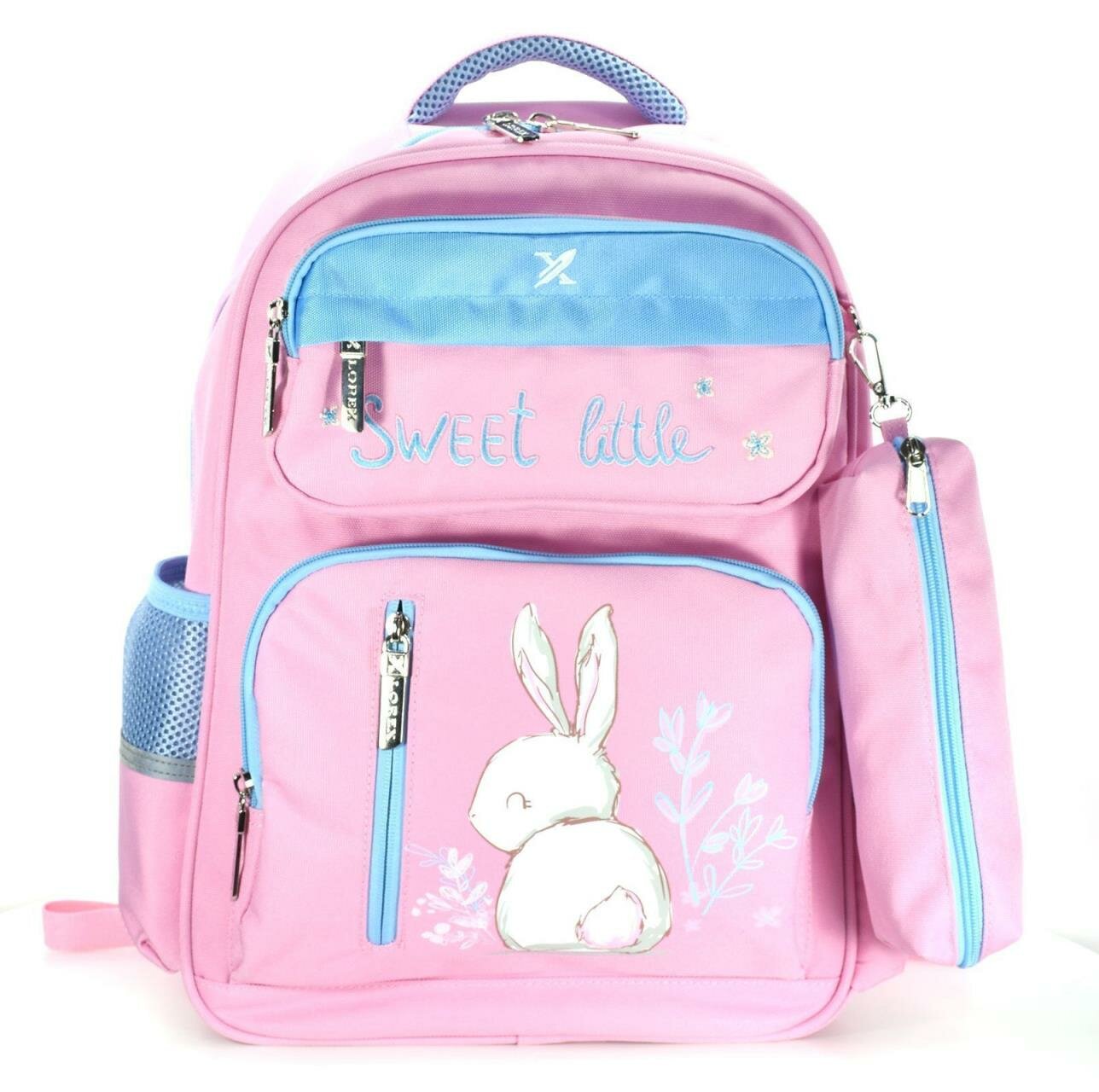 Рюкзак LOREX "ERGONOMIC M3" Little Bunny, для девочек, светоотражающий, розовый 42х29х14.5 см