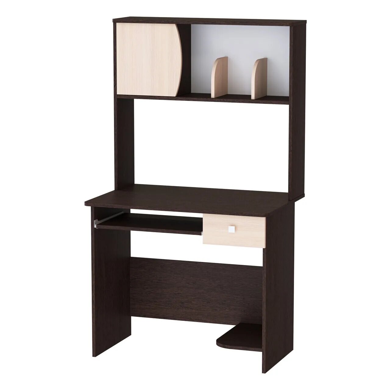 Стол компьютерный «Грета-4» с подставкой под системный блок, надстройкой, ЛДСП (Венге/Дуб молочный) 90х60х158