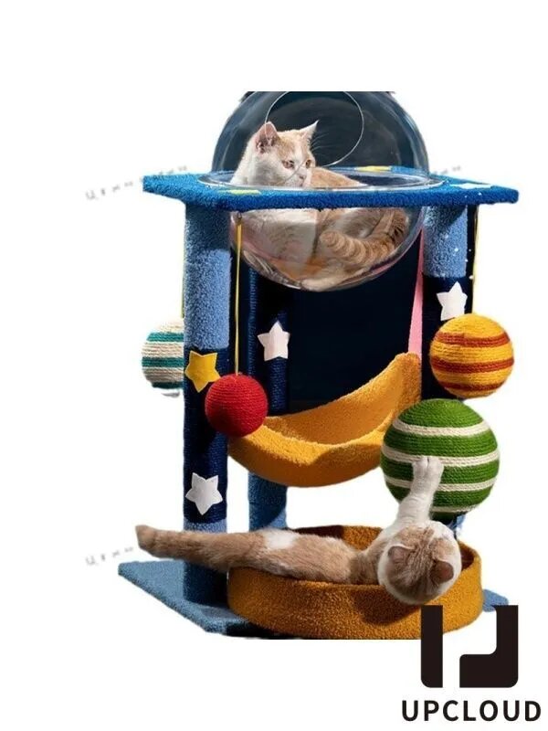 Когтеточка Fantasy Kingdom Pet Paradise для кошек, многофункциональный комплекс, велюр, 50*50*88 см — фото 1