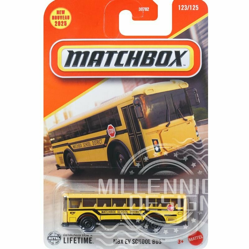 Mattel Matchbox Модель автомобиля из сплава 1:64, Новая модель 2025 года, Серия 25K(K123-школьный автобус)