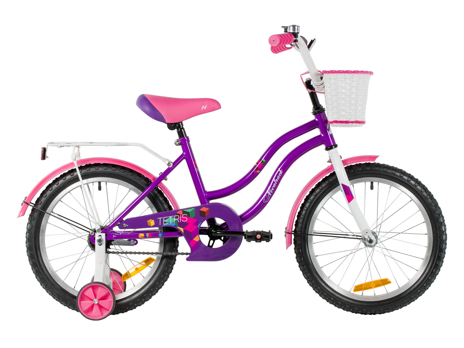 Велосипед Novatrack Tetris 18 (2025), стальная рама, на рост 110-130 см, Фиолетовый