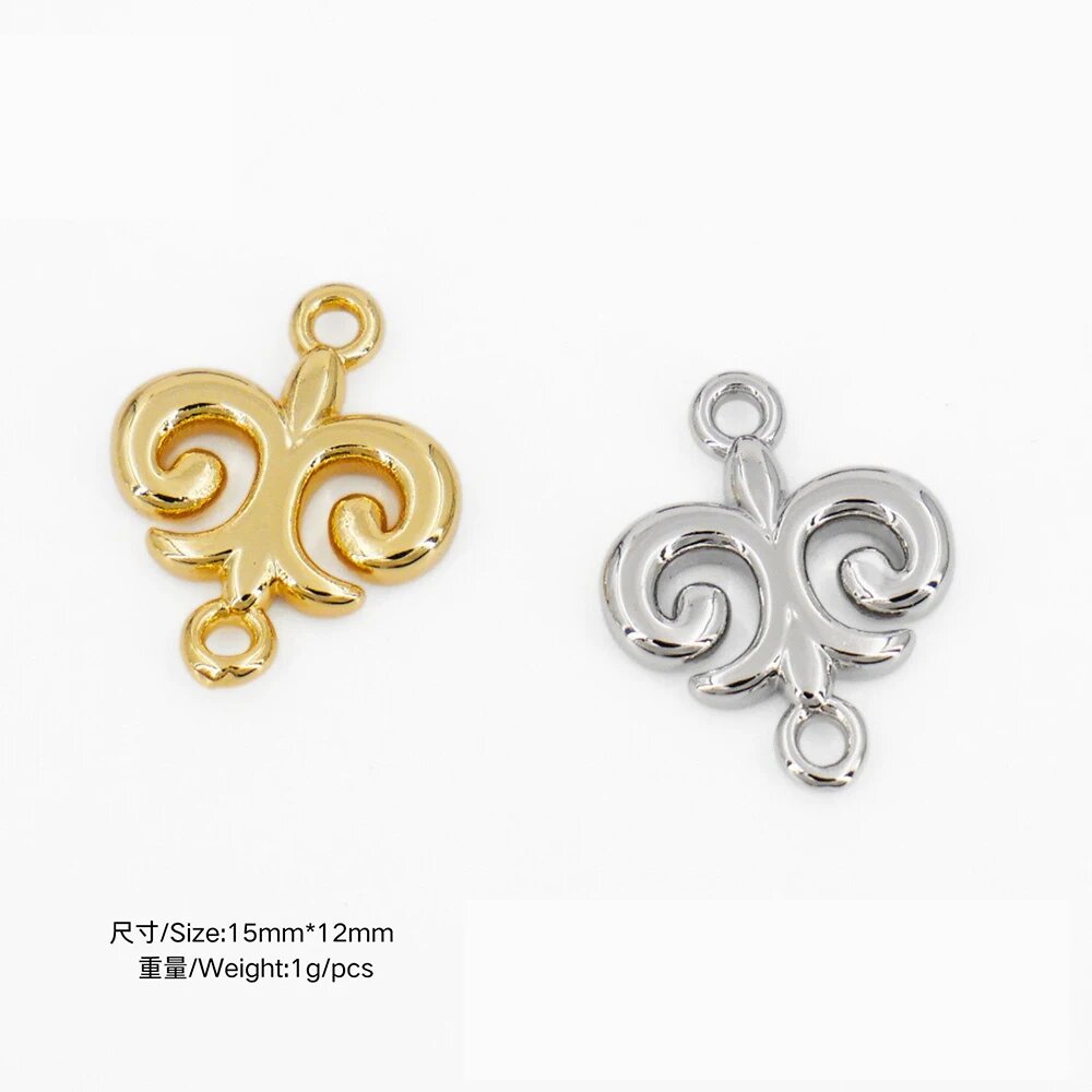 Разъем ювелирный Fleur-de-lis, 15х12 мм, C3855, золотой