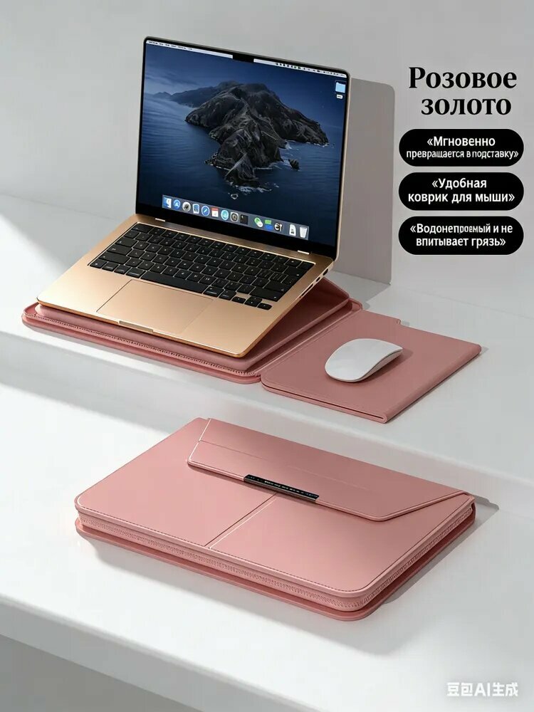 Кожаный чехол для MacBook с подставкой 13-14"
