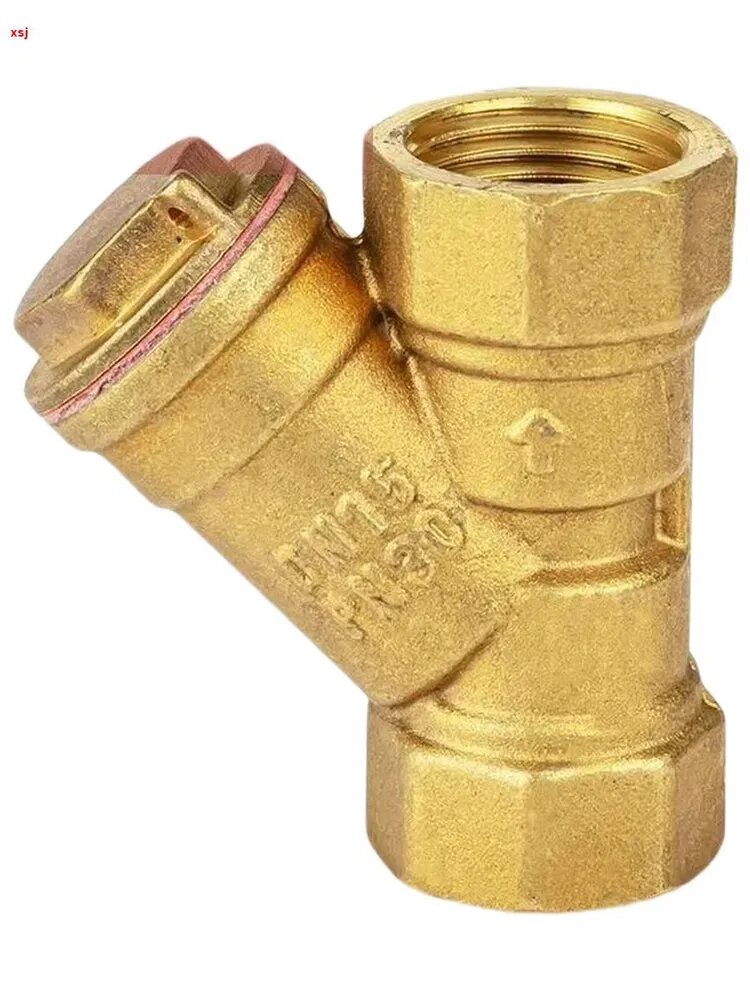 Фильтр грубой очистки воды косой 1/2, латунный, со сливной пробкой и под пломбу, сетчатый, для водопровода.