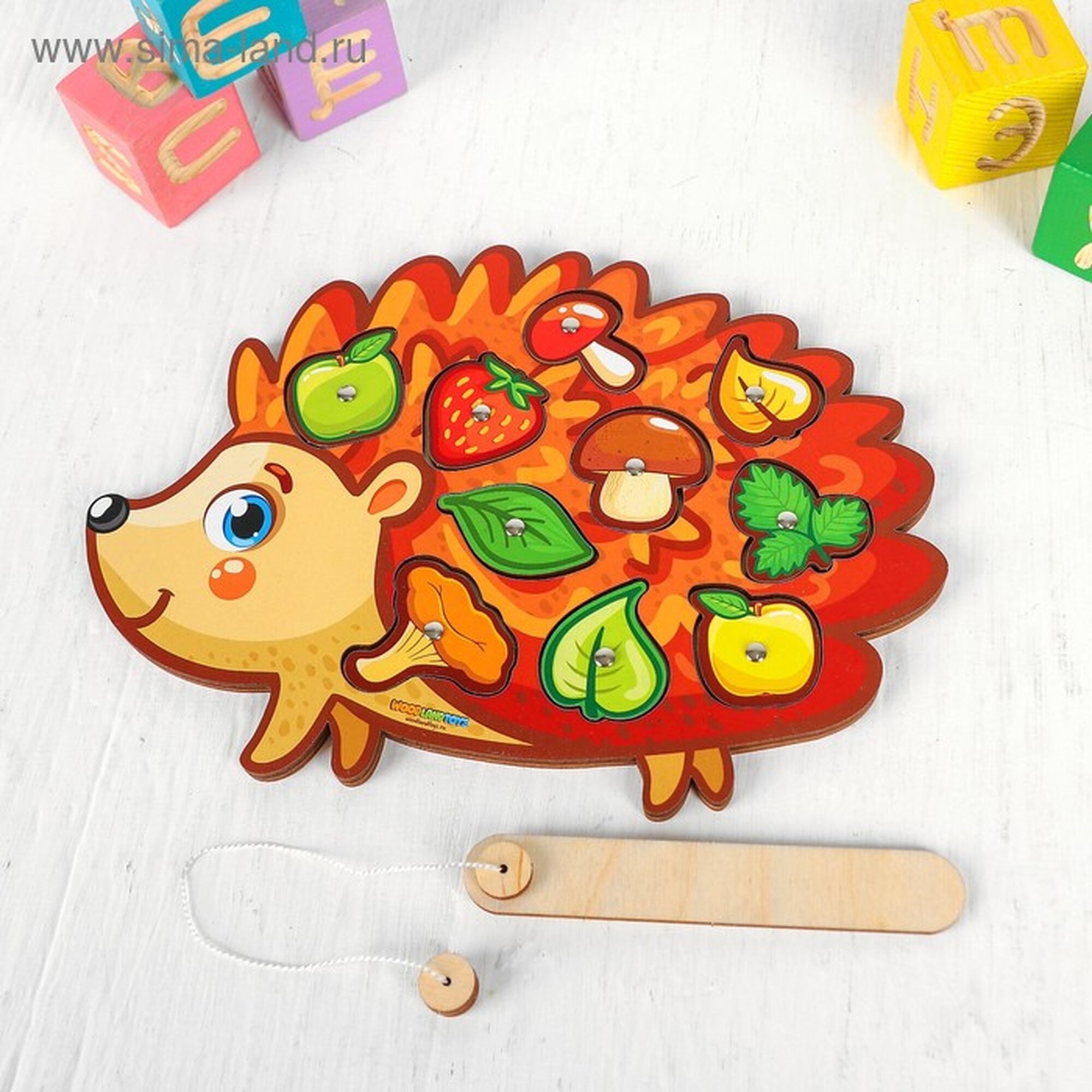 Магнитная рыбалка WoodLandToys «Ежик» 062202, дерево, для развития моторики и логики