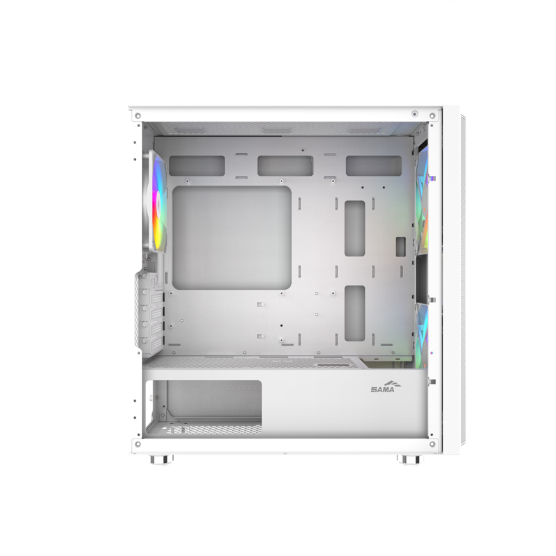 Корпус ПК SAMA S30 White, Midi‑Tower, ARGB (2×140 мм + 1×120 мм), USB 3.0, USB 3.1 Type‑C, mATX, mITX