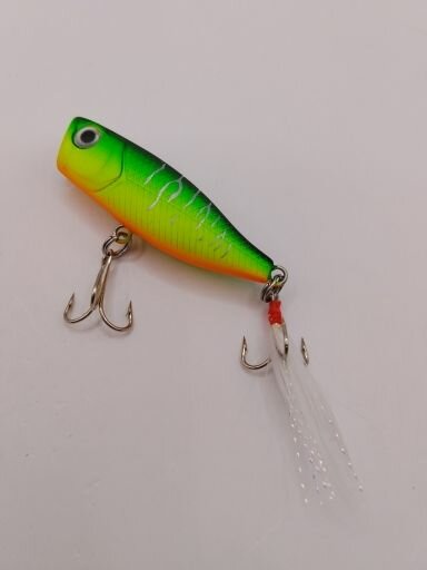 Воблер JACKALL CHUBBY POPPER 42F: 42мм, 3.3г, поппер на язя, голавля и жереха