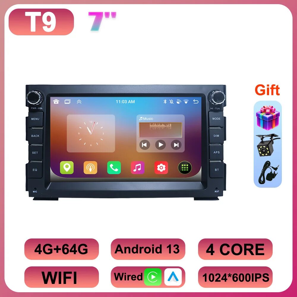 Автомагнитола Android 13 с беспроводным CarPlay и Android Auto для Kia Ceed ED T9 4G 64G WIFI 8LED