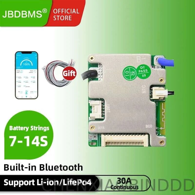 JBD Smart BMS 24V 36V 48V 20A 30A 40A 50A 7S 8S 9S 10S 11S 12S 13S 14S встроенная балансировка BT UART Li-ion LFP BMS для E-Bike