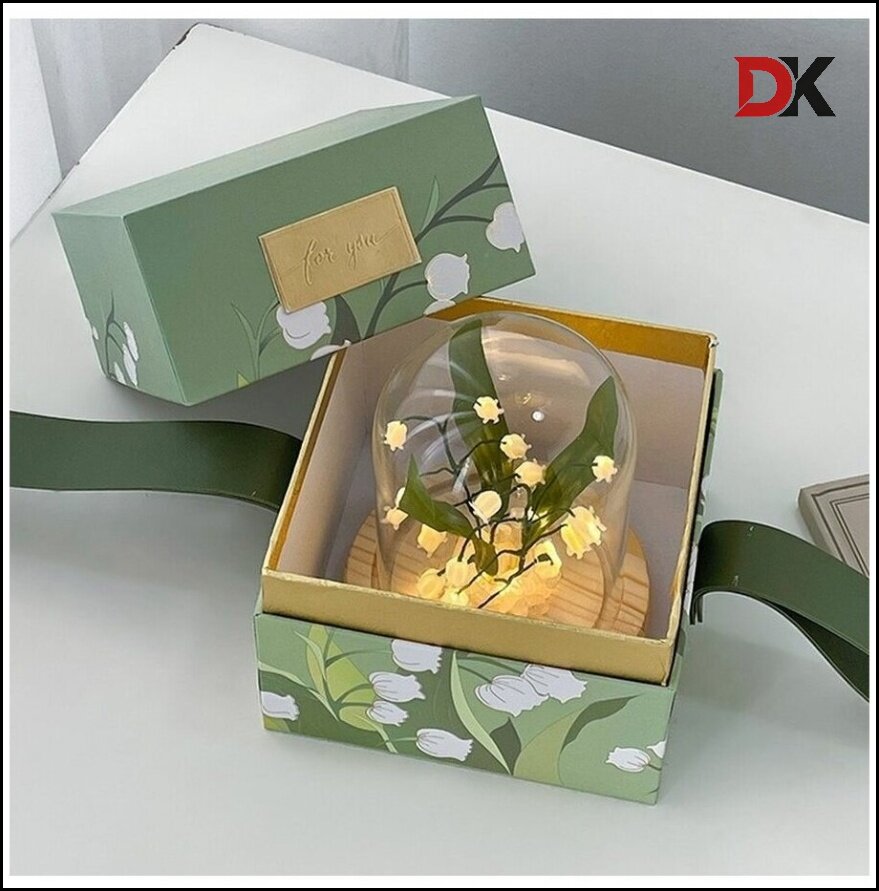 Ночник "Ночной Ландыш", стеклянный, деревянный, светодиодный, питание от батареек, 11,5x14см