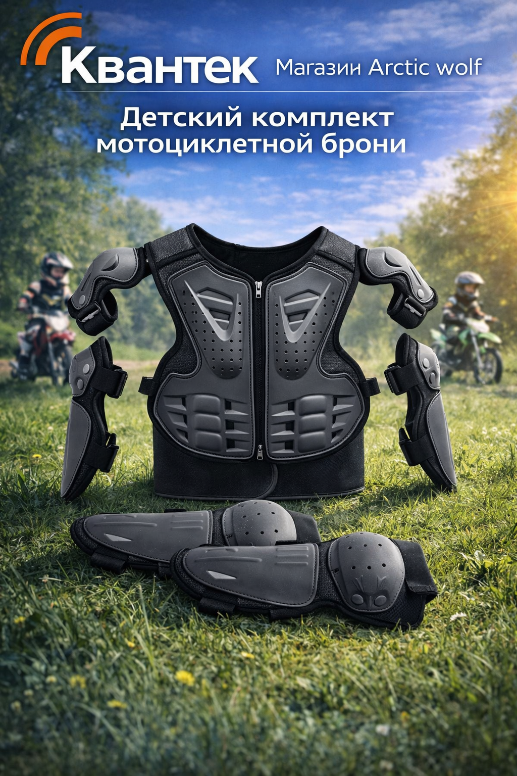 Детский мотоциклетный защитный бронекостюм, универсальный размер, ЭВА, с регулируемыми налокотниками и наколенниками