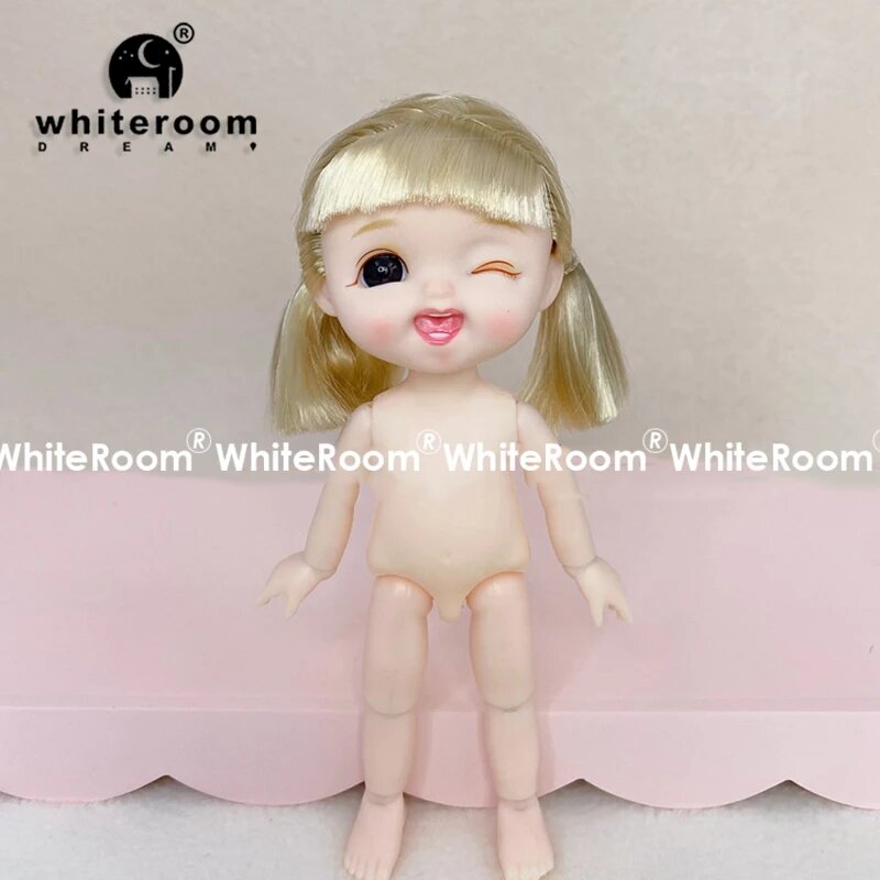Whiteroom Шарнирная кукла 16 см пластик голубые глаза Бежевый, BABY 17, Purple eyes