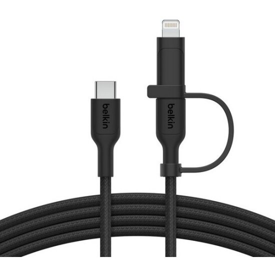 Кабель Belkin 2in1 60Вт USB-C - Lightning/USB-C, 1.5м, черный