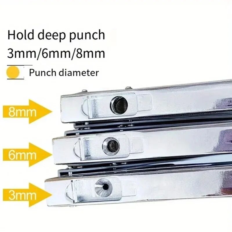 Дырокол для бумаги, до 8 листов, 3/6/8 мм, металлический, для офиса и дома