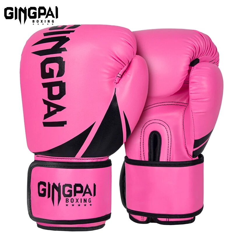 GINGPAI Боксерские перчатки для тренировок 12 унций 10oz, Розовый, DY pink