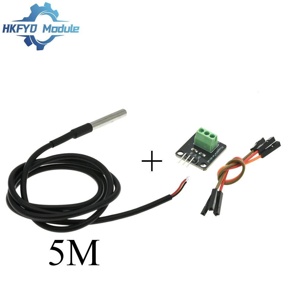 Водонепроницаемый датчик температуры DS18B20 для Arduino, нержавеющая сталь 5M