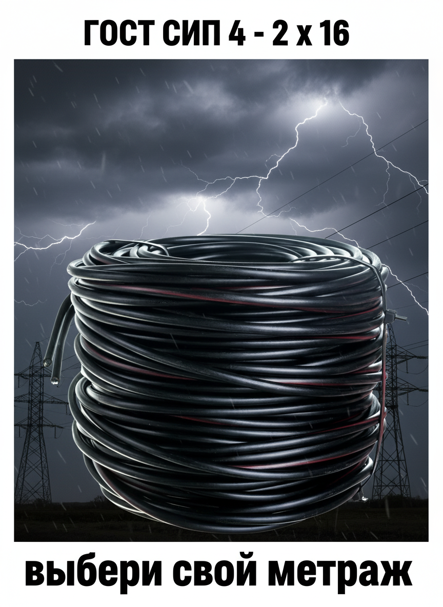 Провод алюминиевый самонесущий СИП ГОСТ 2 * 16 10 метров ТКЗ-Энерго