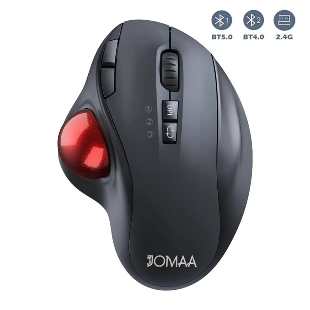 Мышь беспроводная JOMAA CP011669, Bluetooth/USB, красный, 1600 dpi, 6 кнопок, трекбол