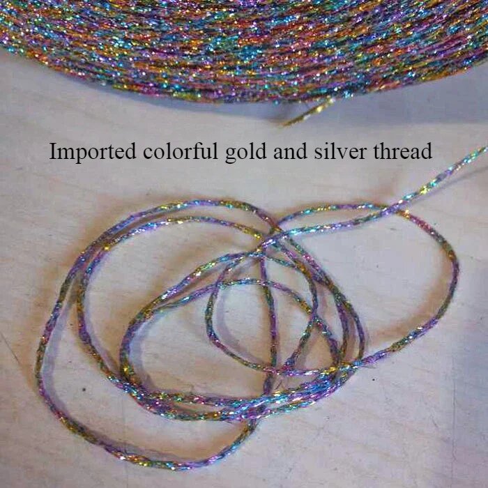 Мерсеризованная пряжа multicolor, золотистая и серебристая