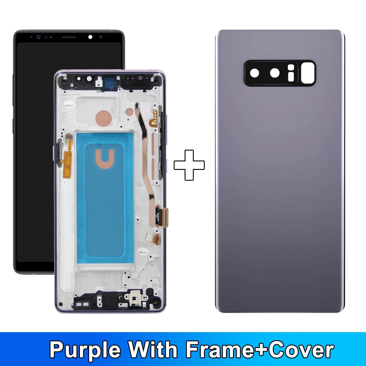 TFT-экран с рамкой для Samsung Note 8, ЖК-дисплей, дигитайзер сенсорного экрана в Purple Frame Cover