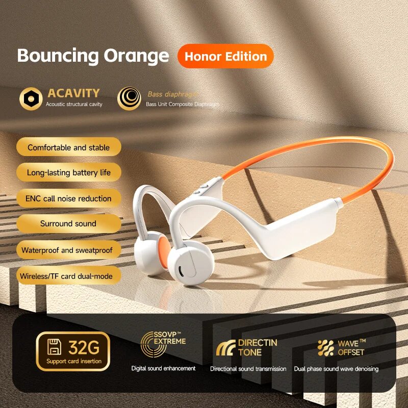 Костные наушники Bouncing Orange, Bluetooth 5.4, IPX8