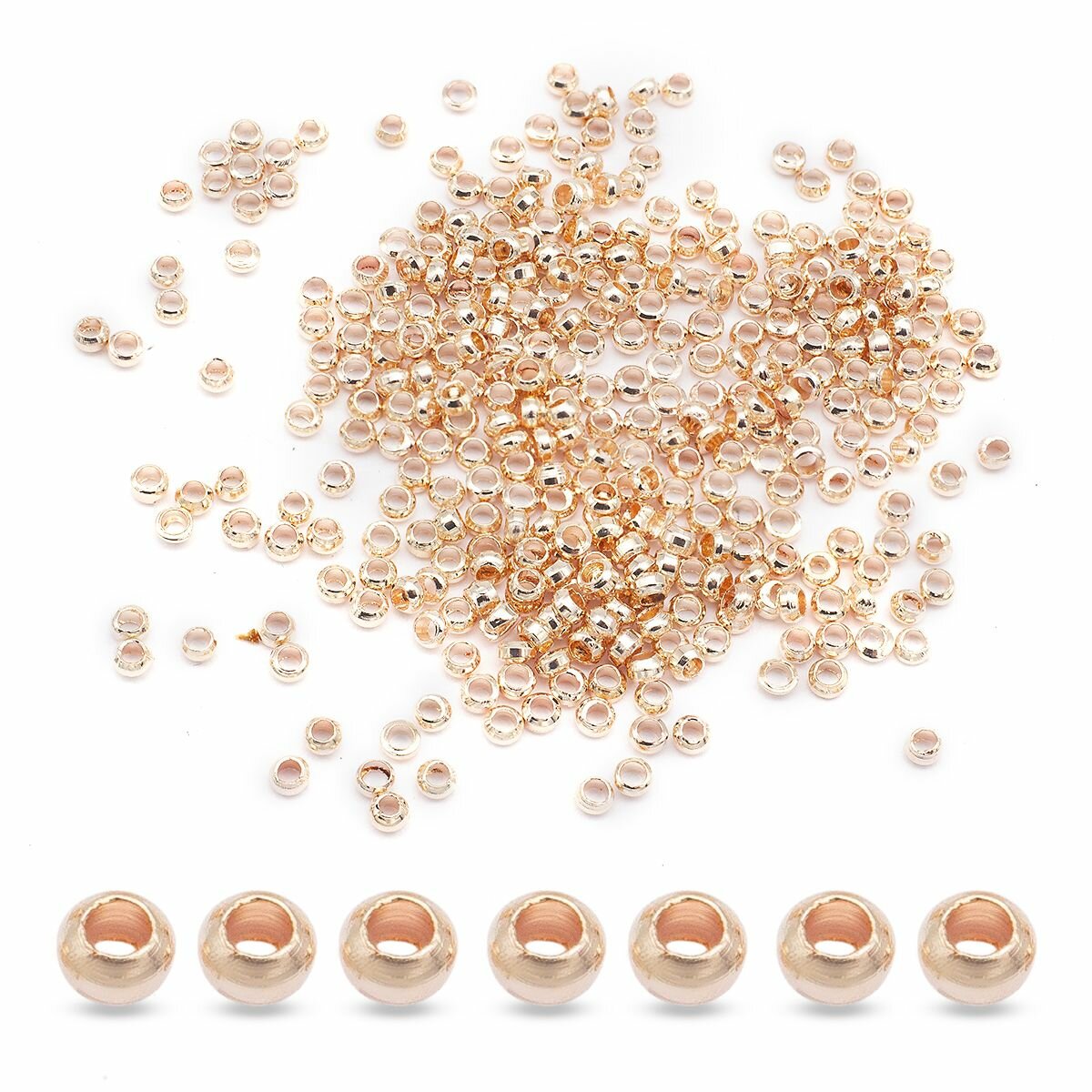 Бусины Зажимные Стопперы, Кримпы Латунь 2х1.2мм Цвет: Розовое Золото около 330шт/5г (2Z30292)