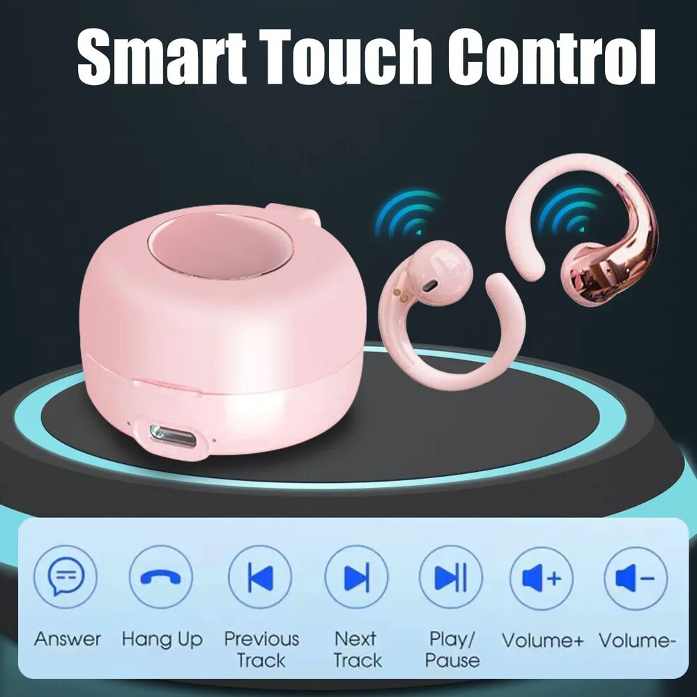 Наушники беспроводные с микрофоном True Wireless, сенсорное управление, розовые