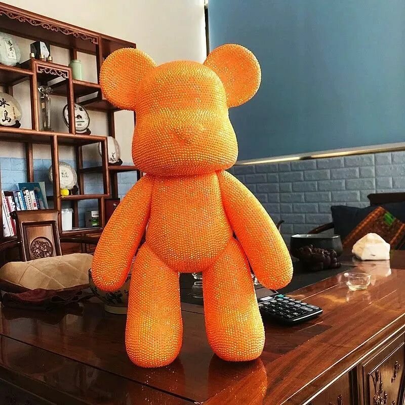 Набор для творчества / "Бриллиантовый мишка, 23 см / Алмазная мозаика на фигурке, розовый, 1