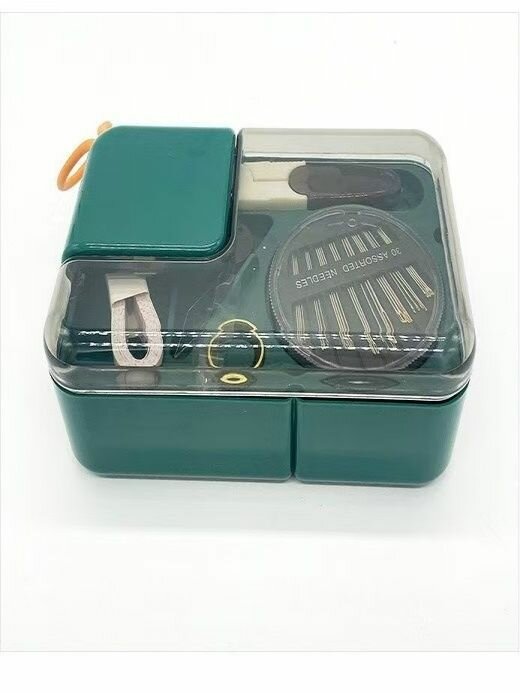 Швейный набор, набор ниток и иголок для шитья, органайзер, 50 предметов, розовыйнабор для шитья в школу с тканью