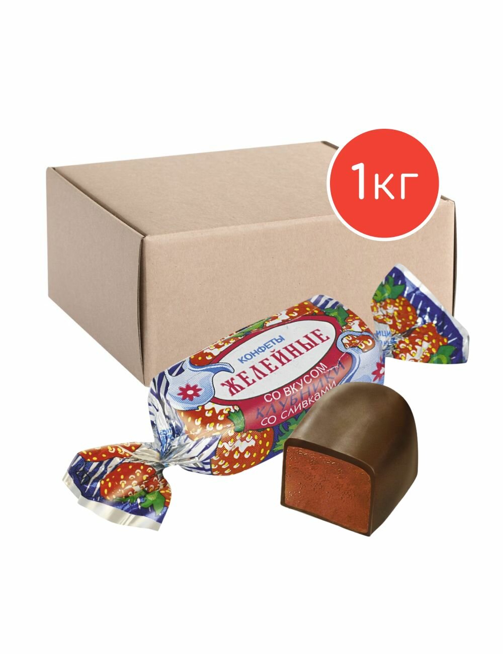 Конфеты Красный Октябрь Желейные Клубника со сливками 1кг