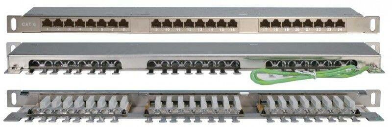 Патч-панель PPHD-19-24-8P8C-C6-SH-110D высокой плотн. 19 дюйм 0.5U 24 порта RJ45 кат. 6 Dual IDC экран. Hyperline 46091