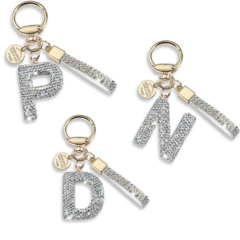 Брелок-буква с бриллиантами, элитный подарочный аксессуар для женщин, блестящий кулон-буква, ремешок на запястье, брелок-цепочка для телефона.