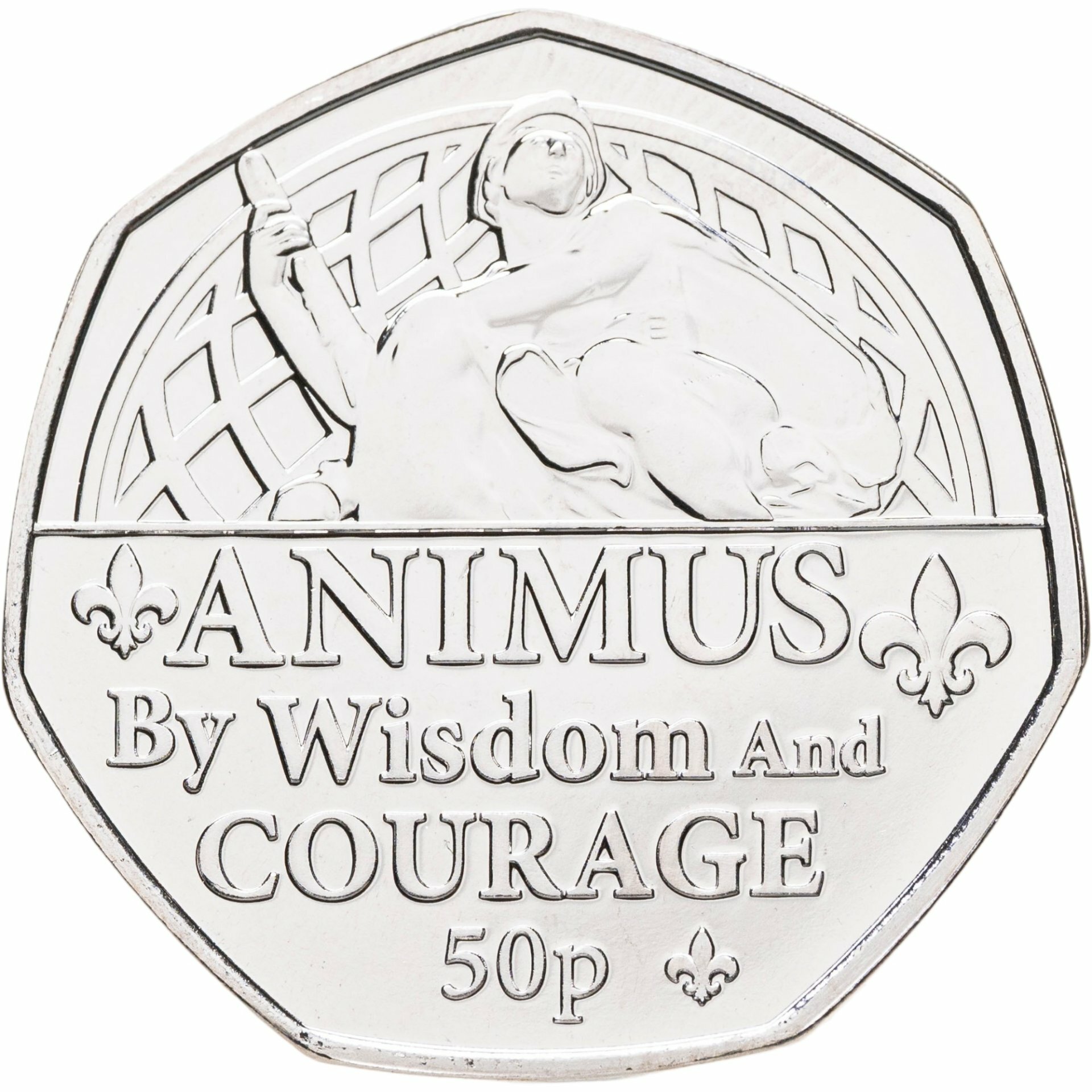 Джерси 50 пенсов pence 2022 "Добродетели Королевы - Мужество", Мельхиор медь-никель, в сохранности BUNC