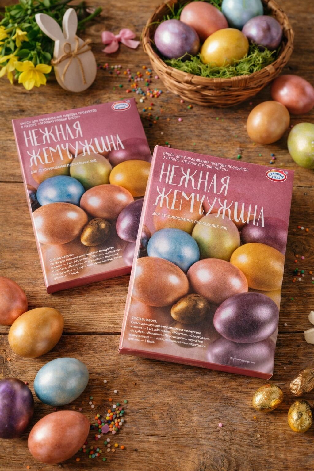 Набор пищевых красителей для пасхальных яиц с перчатками и подставкой, 12 шт по 5 гр
