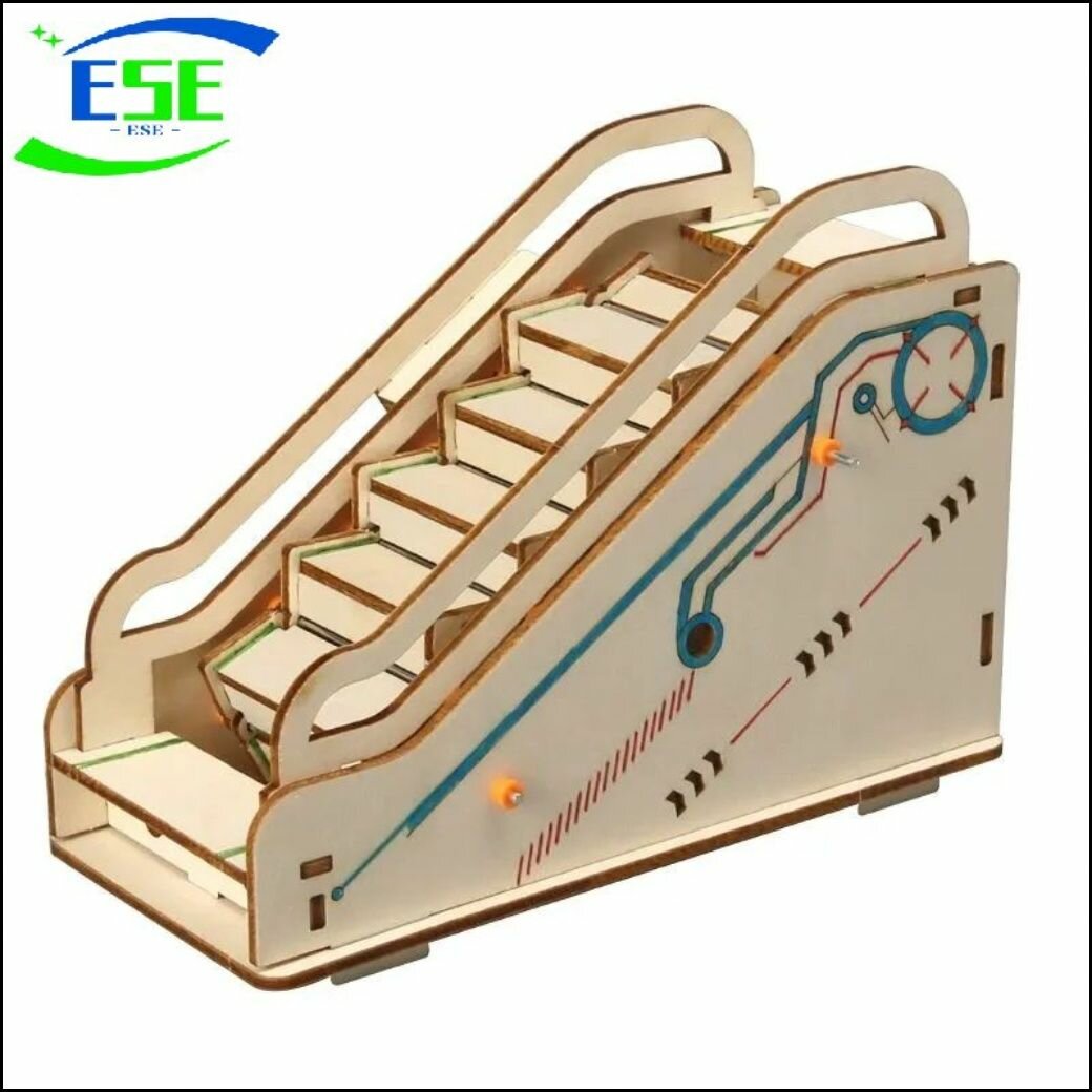 Деревянный конструктор электрический эскалатор, набор для самостоятельной сборки, физический эксперимент, развивающая игрушка для детей 5-14 лет, школьный реквизит научно-техническая игрушка