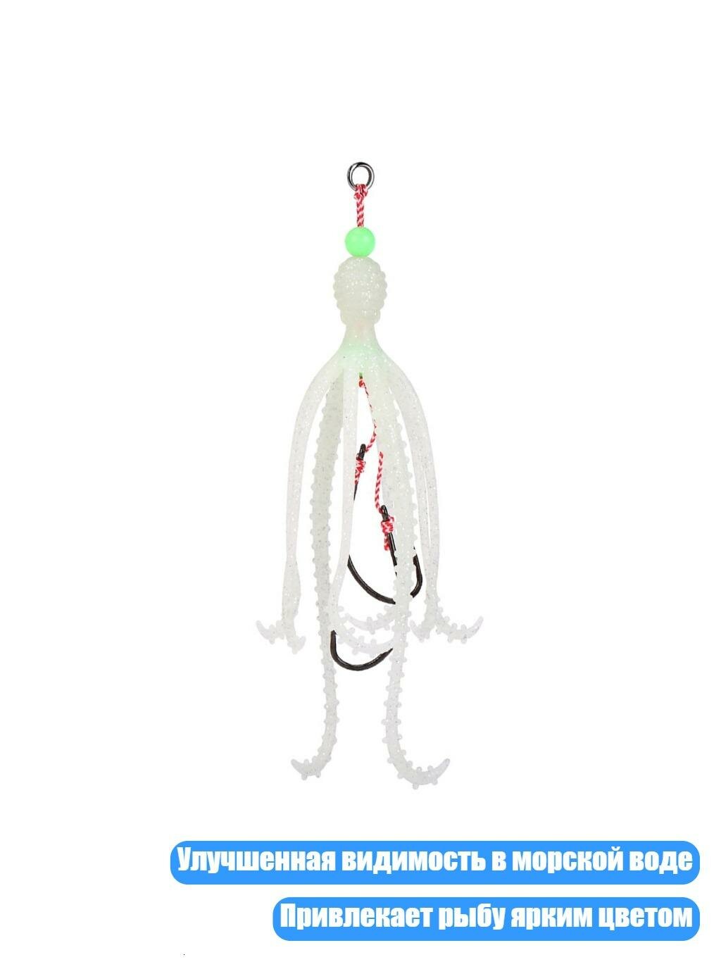 Мягкая приманка-сквит для ловли кальмаров, Светящийся цвет