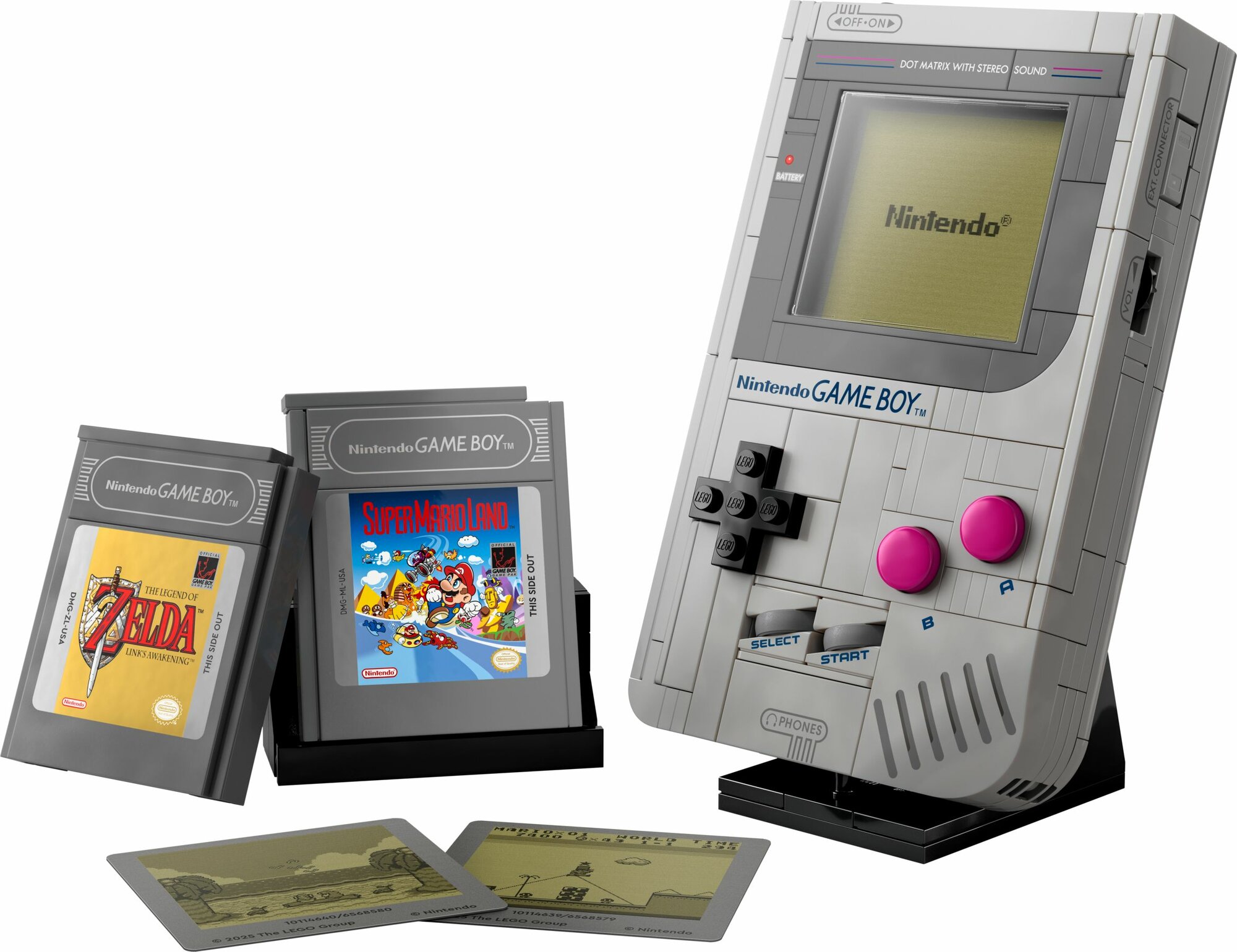 Game Boy 72046 сборная модель 1:1, 421 деталь, с картриджами Zelda и Super Mario, подарок геймеру