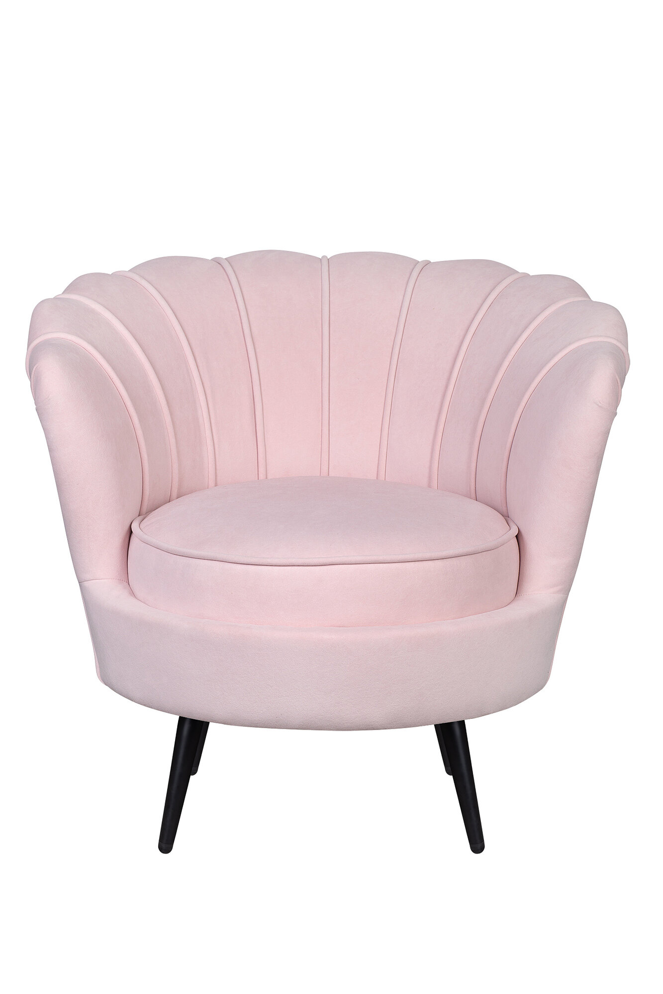 Кресло ракушка Mak-interior, Pearl Pink V2, интерьерное кресло для отдыха дома на металлических ножках, пыльно-розовое, черные ножки