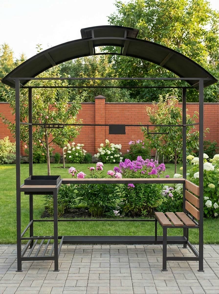 Беседка с мангалом Вилла-4 жаровня 4 мм