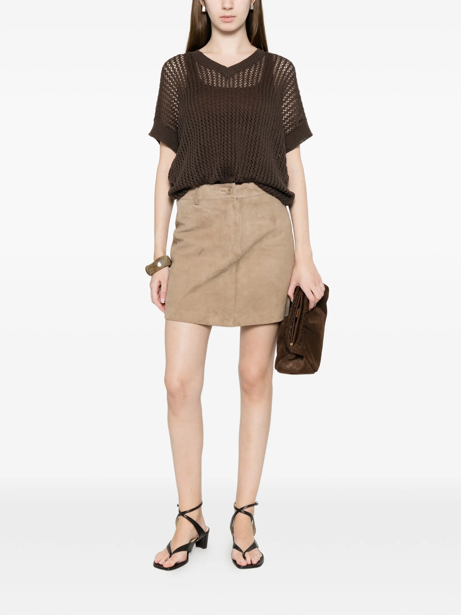 Юбка Alpha Studio Suede mini skirt, размер 42, разноцветный — фото 1