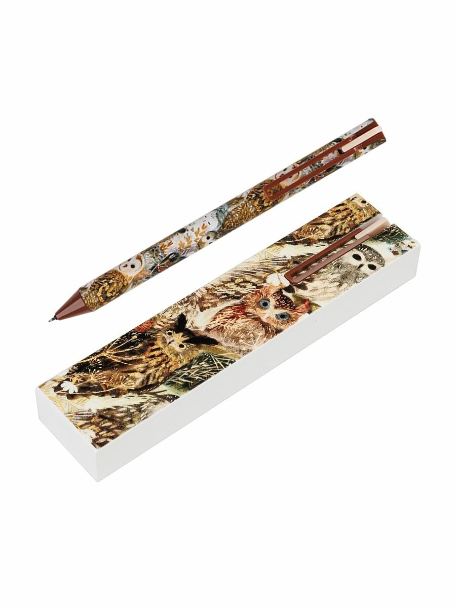 Автоматическая гелевая ручка Bruno Visconti DREAMBOX. Волшебные совы, в подарочном пенале, черные чернила, 0.38мм, 2 стержня