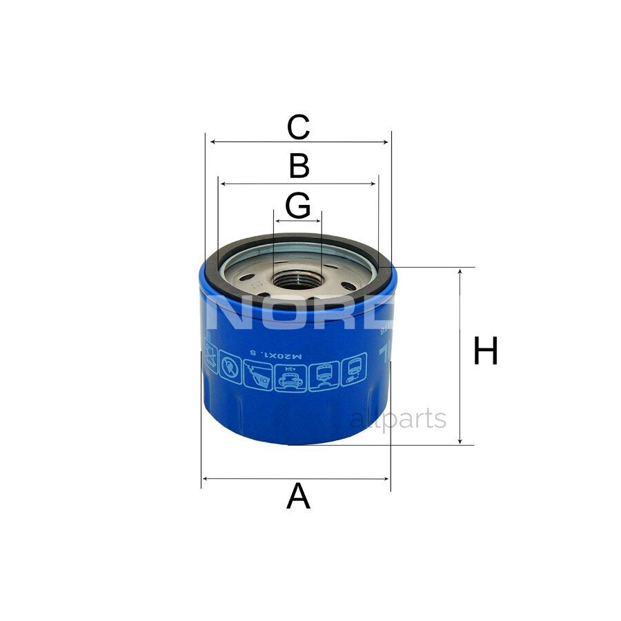 NORDFIL ON1176 Фильтр масляный FIAT 500X Tipo / Egea (356) GAC GA4 GA6 GA8 GM8 GS3 GS3 POWER GS4 II GS4 PL