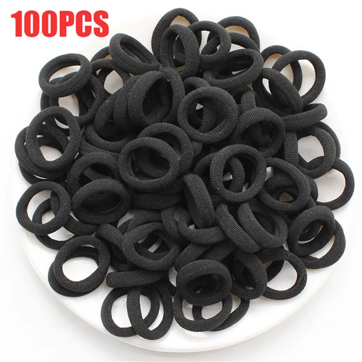 100 нейлоновых резинок для волос Черный, black