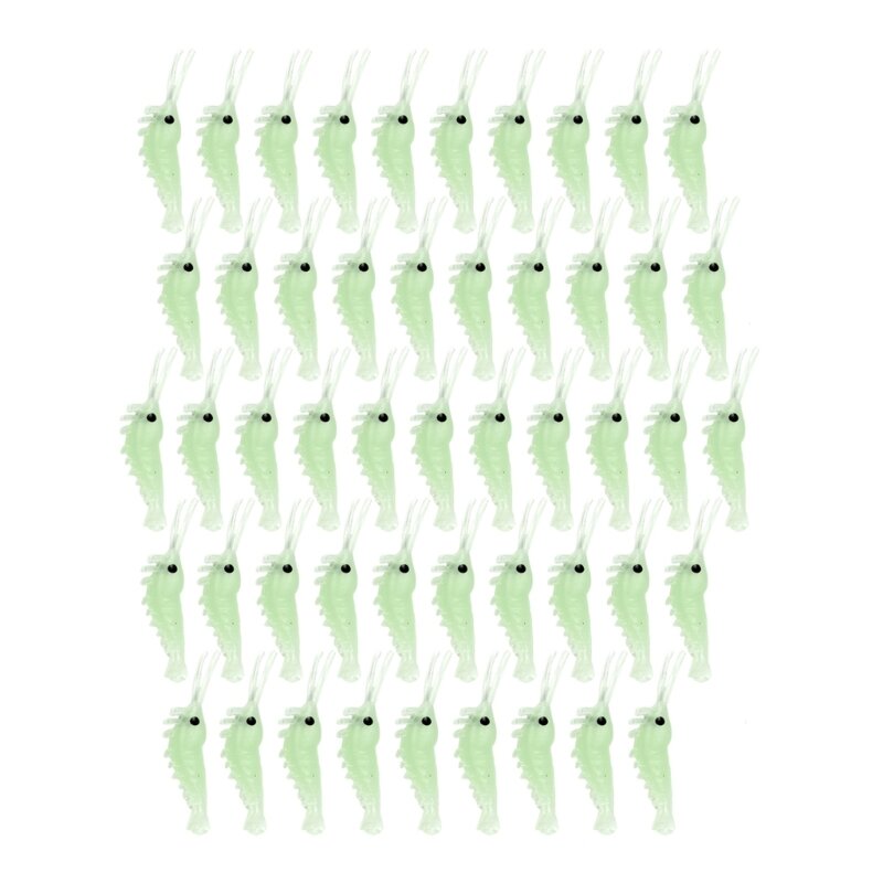 50шт Морской Крючок Светящиеся Мягкие Креветки Рыболовные Приманки Креветки Рыболовные Снасти для Пресноводной Морской Рыбалки Приманки