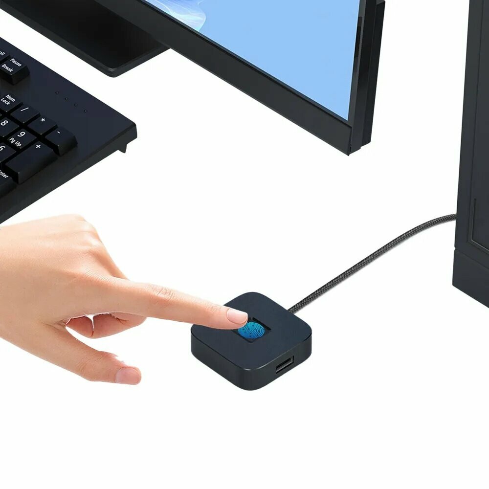 USB 3.0-фингерпринт-ридера для Windows Hello с хабом, чёрный