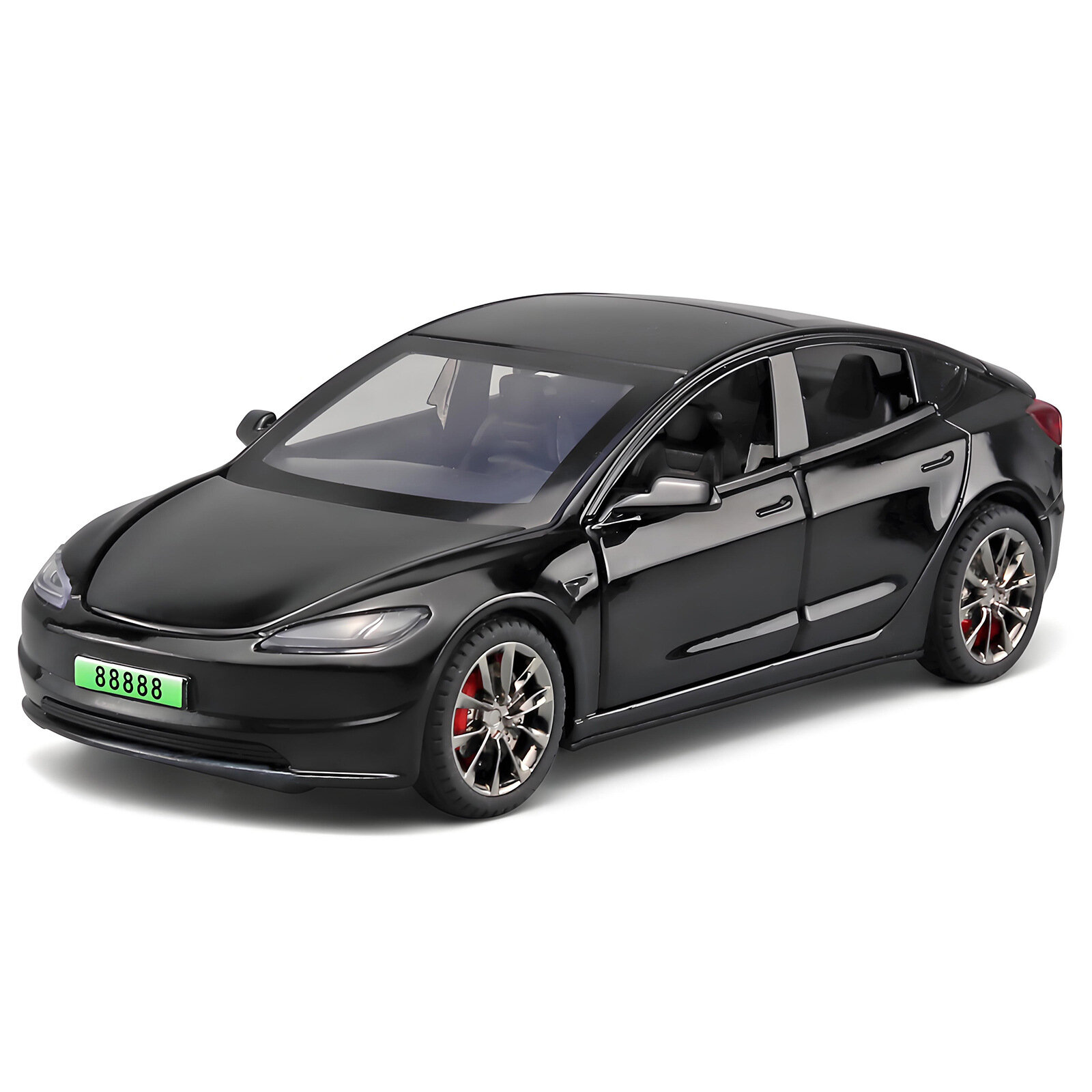 1:32 Масштабная модель Tesla Model 3 из сплава, электромобиль с подсветкой и звуком, с тягой назад, игрушка для детей