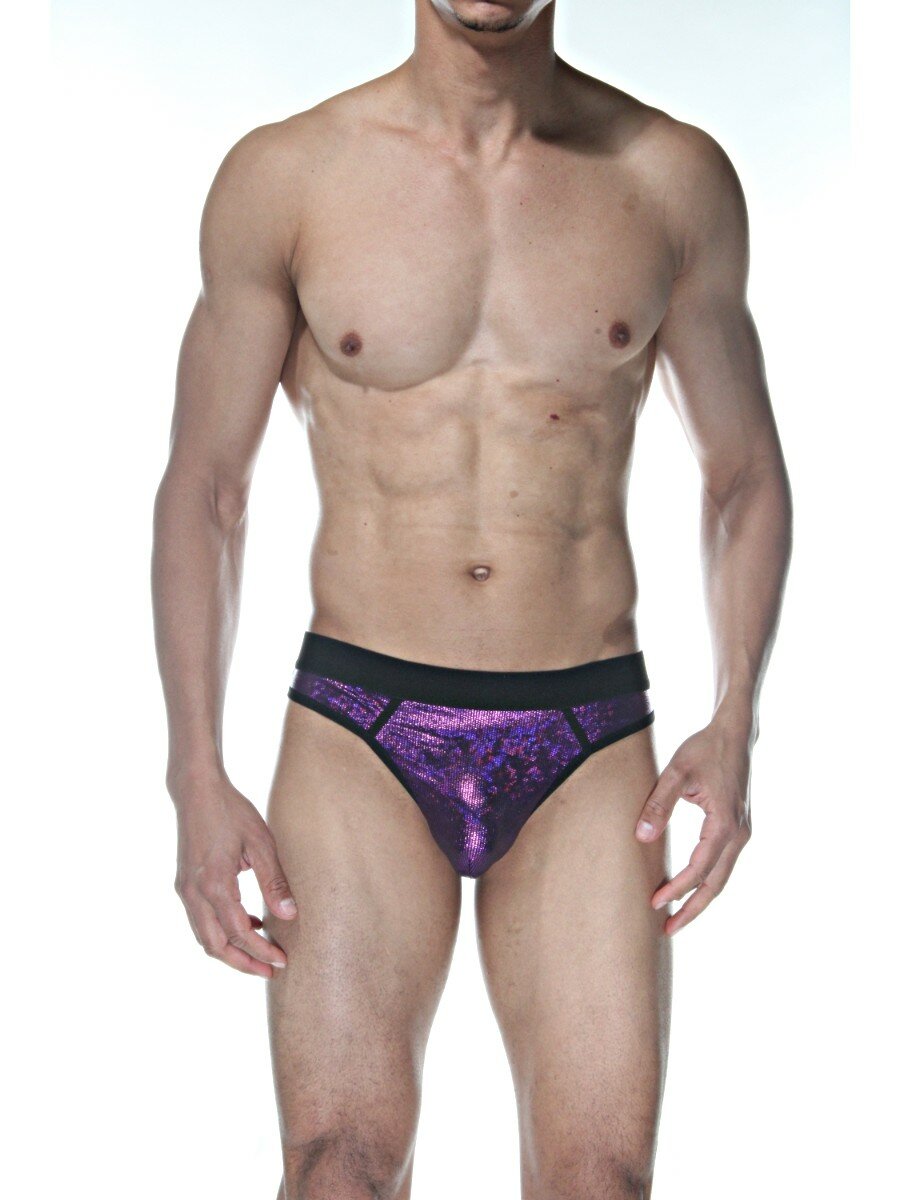 Мужские трусы стринги фиолетовые блестящие Don Moris DM102147 XL (50)